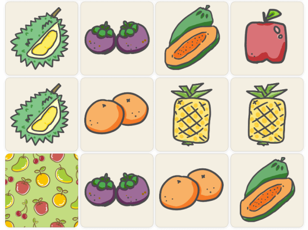 "Fruits Memory Game" template