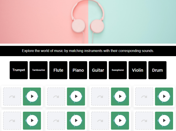 "Musical Instrument Match-Up" template | Interacty