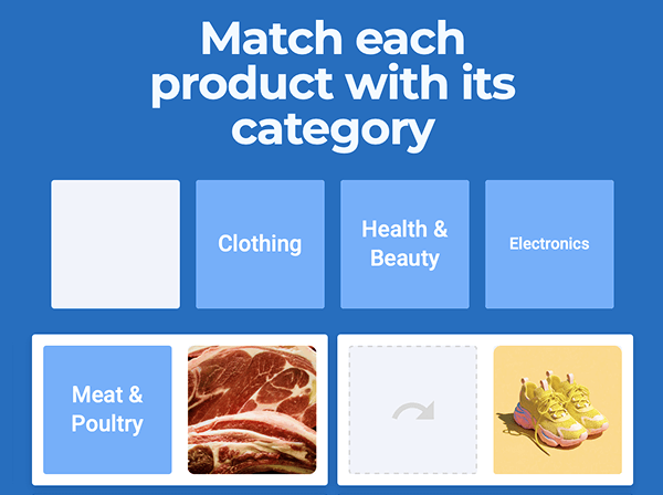"Match each product with its category" template